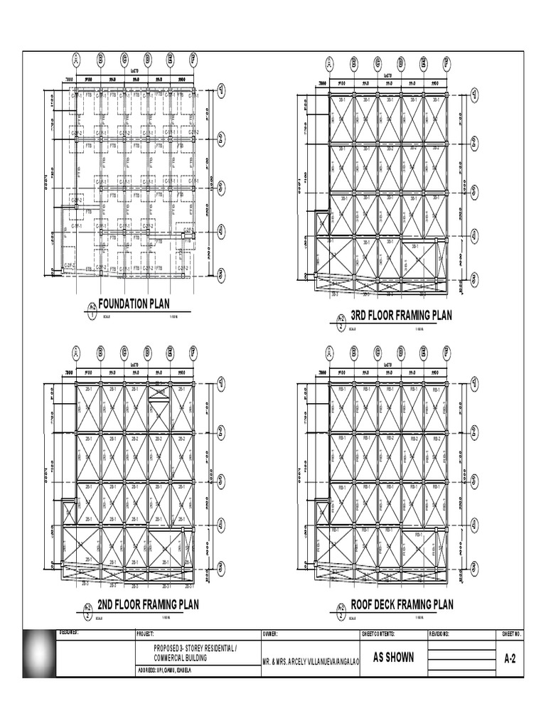 Foundation Plan 3Rd Floor Framing Plan: A B C D E F 1 A B C D E F 1 | PDF