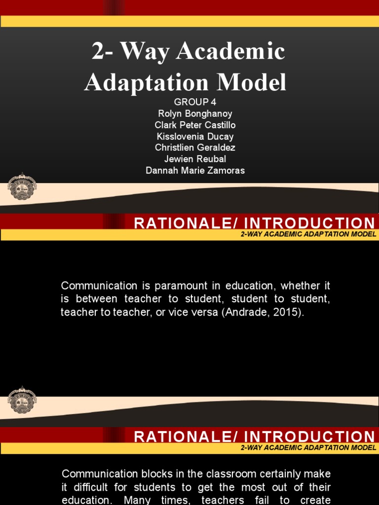 2-Way Academic Adaptation Model | PDF | Teachers | Reading Comprehension