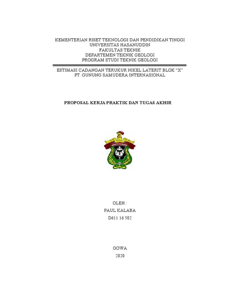 Proposal Kuliah Praktek Dan Tugas Akhir Paul Kalaba UNHAS | PDF