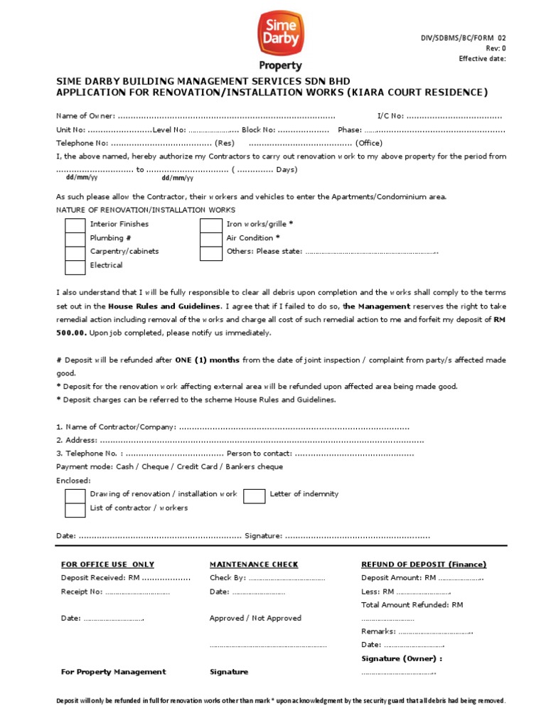 Form Renovation Work | PDF | Cheque | Government