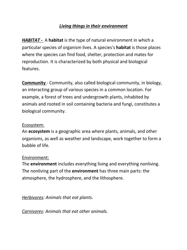 Living Things and Their Habitats | PDF