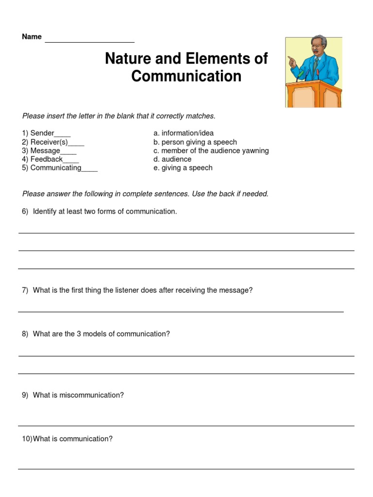 Basic Communication Worksheet PDF | PDF
