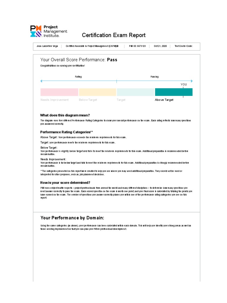 Certification Exam Report: Your Overall Score Performance: Pass | PDF ...
