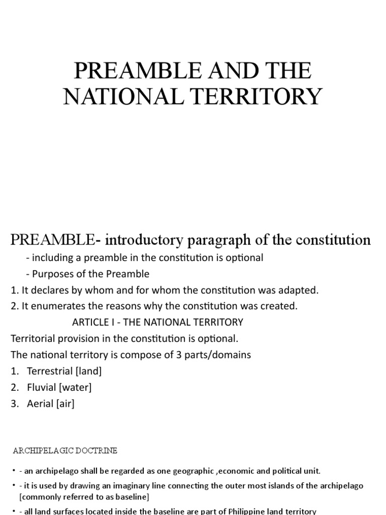 Preamble and National Territory Overview | PDF | Exclusive Economic ...