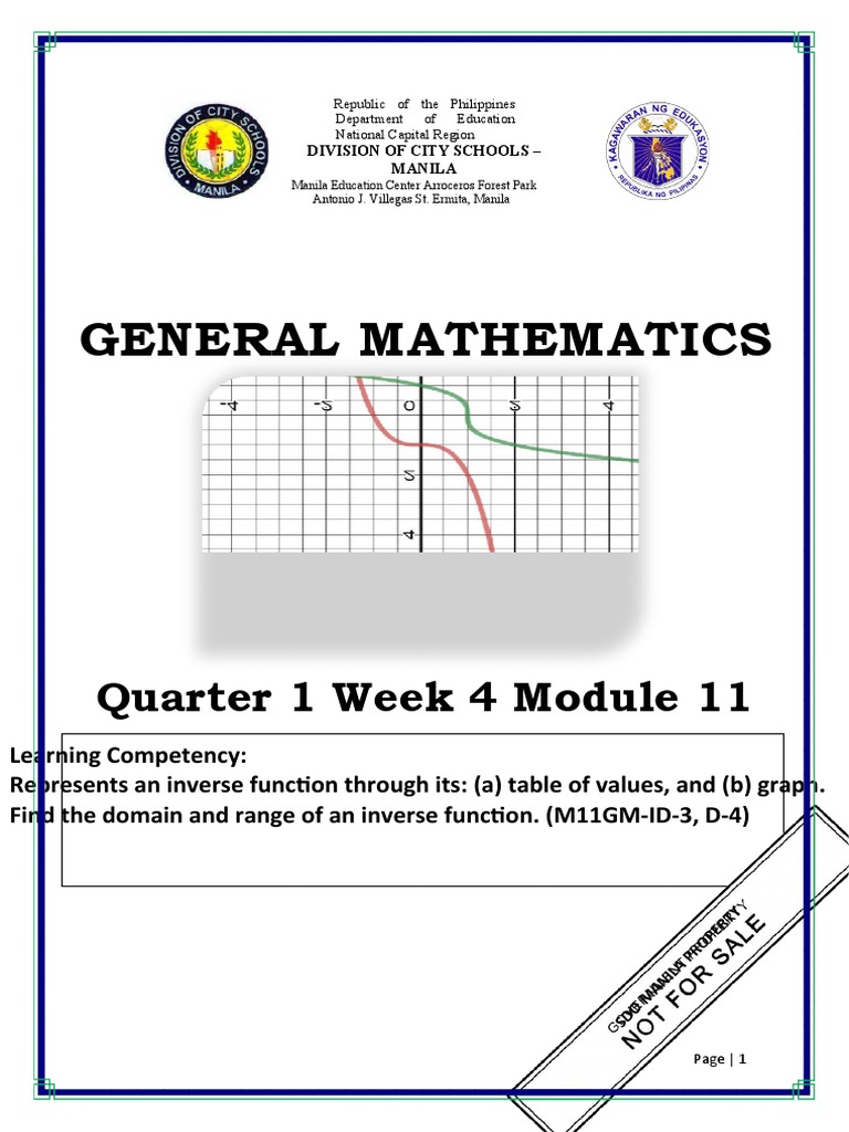General Mathematics: Quarter 1 Week 4 Module 11 | PDF | Function ...
