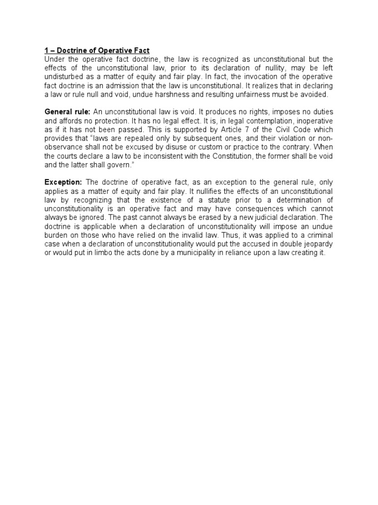 Doctrine of Operative Fact | PDF