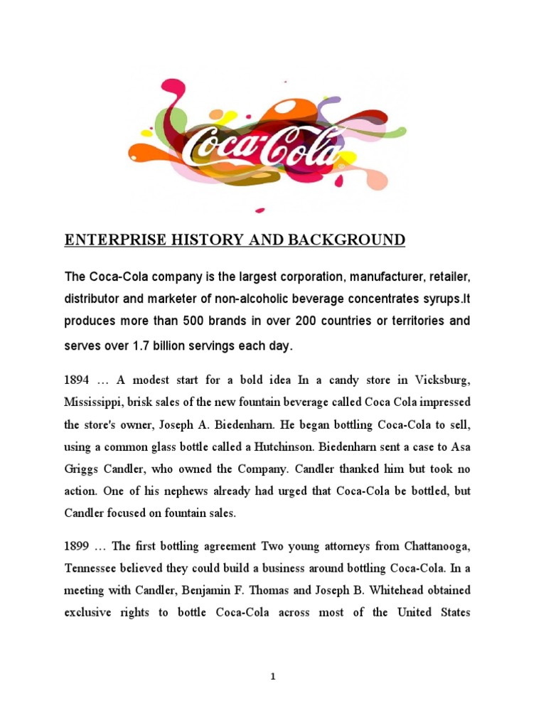 Coca-Cola Company History & Growth | PDF | The Coca Cola Company | Soft ...