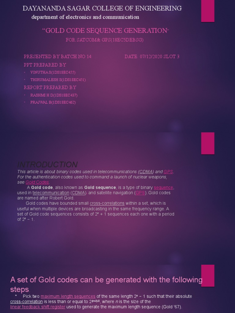 Gold Code Sequence Generation for GPS | PDF