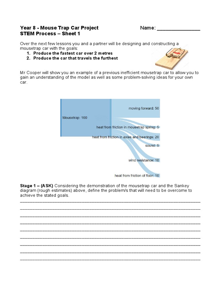 Year 8 Mouse Trap Car Project - Sheet 1 | PDF | Cognition | Energy And ...