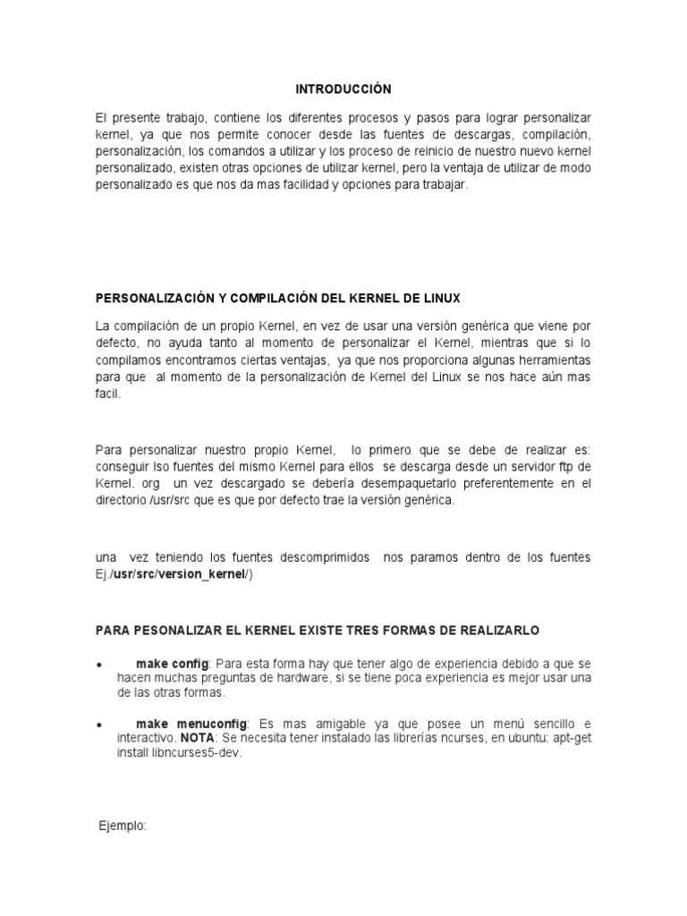 Personalización y Compilación Del Kernel de Linux1 | PDF | Kernel (sistema operativo) | Compilador