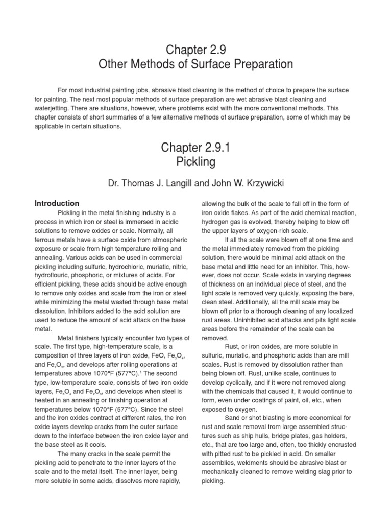 Other Methods of Surface Preparation: Dr. Thomas J. Langill and John W ...