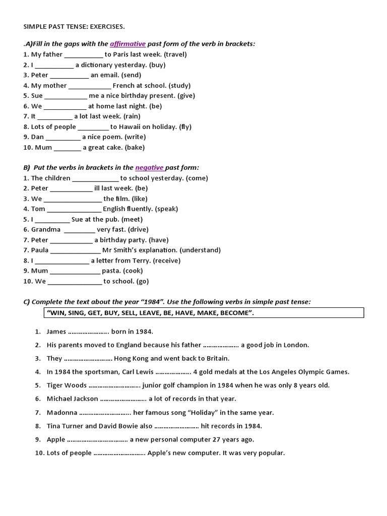 Mastering the Simple Past Tense: A Comprehensive Exercise on Forming ...