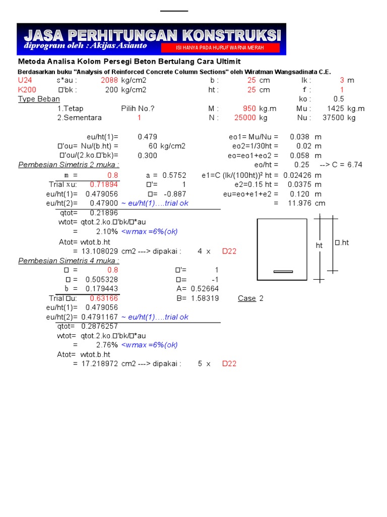 A3. Pembesian Kolom Metoda Ultimate Strength Design | PDF | Structural Engineering | Reinforced ...