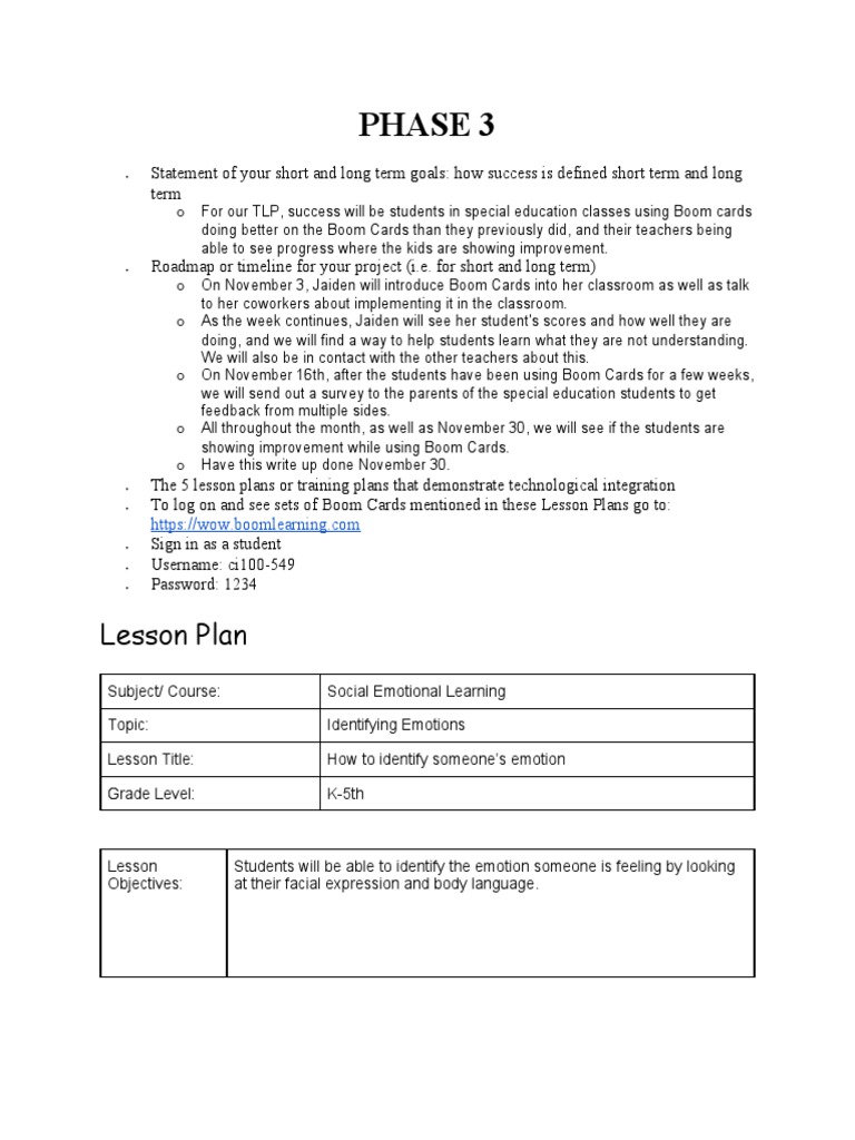 Phase 3 | PDF | Lesson Plan | Special Education