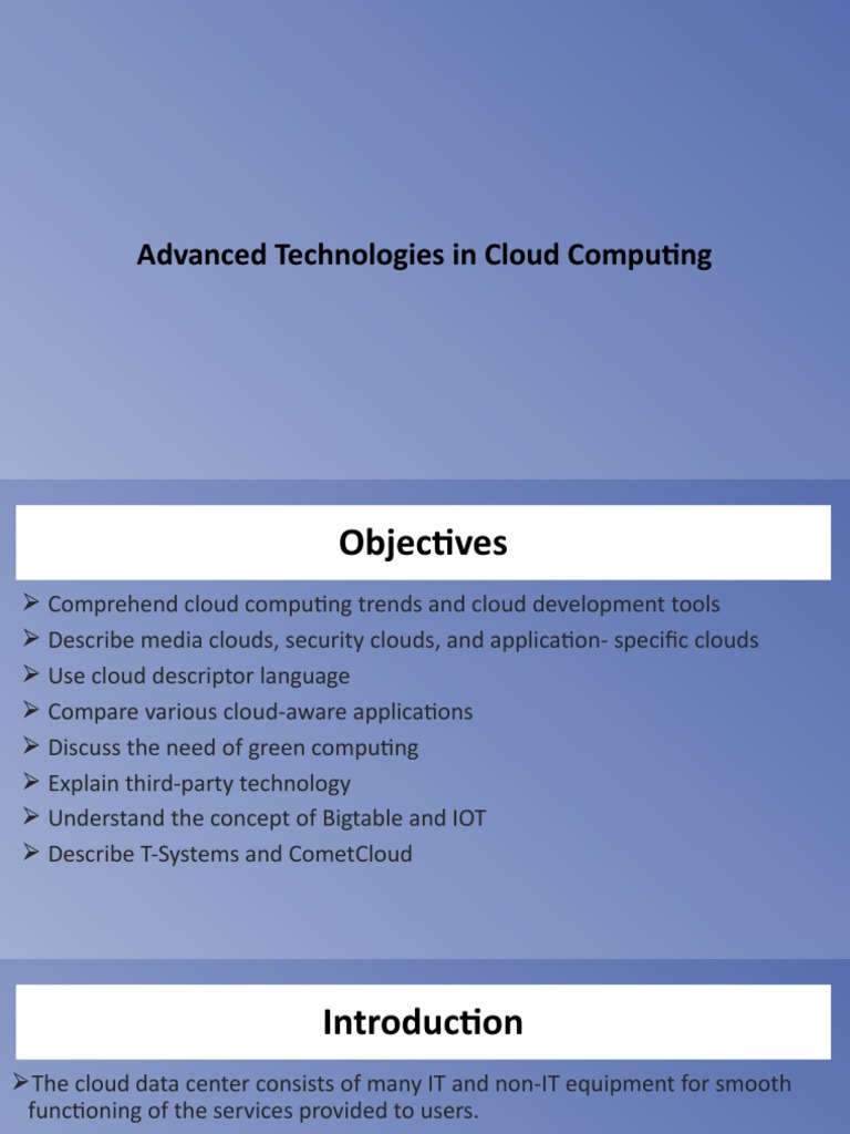 Advanced Technologies in Cloud Computing | PDF | Cloud Computing ...