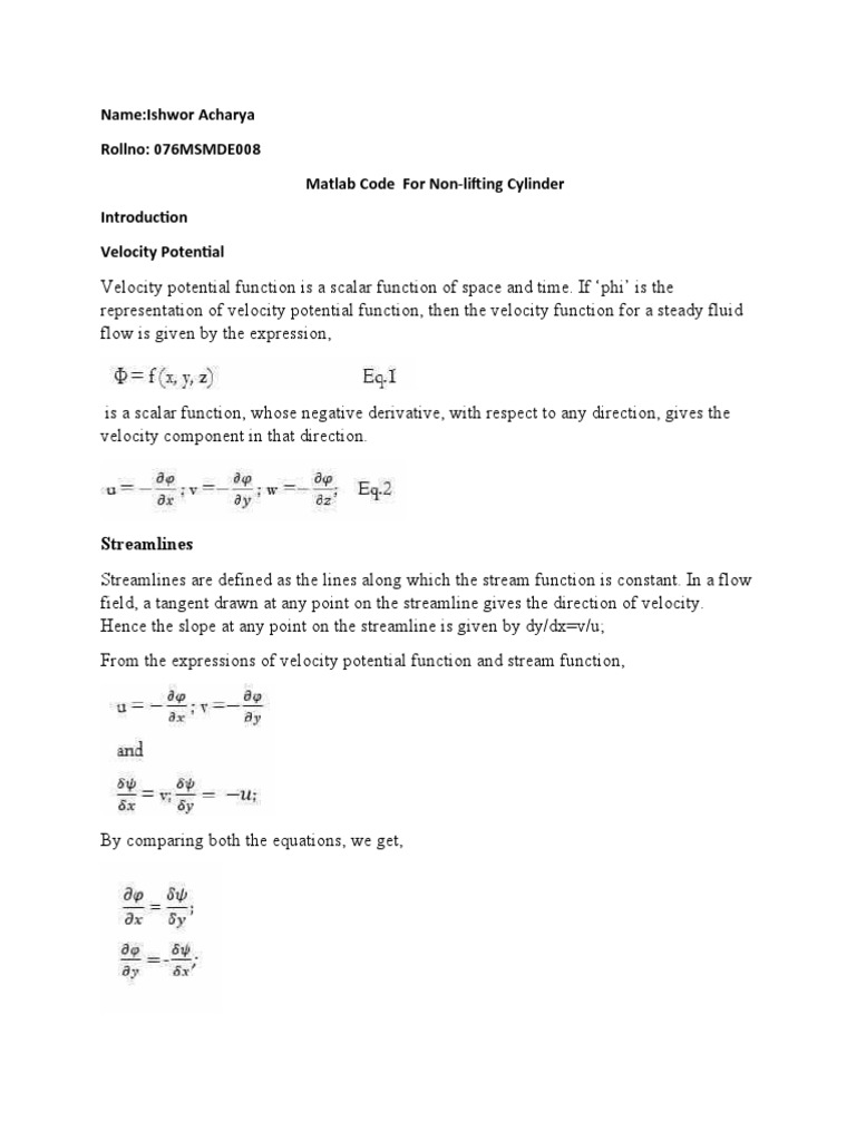 Name:Ishwor Acharya Rollno: 076MSMDE008 Matlab Code For Non-Lifting ...
