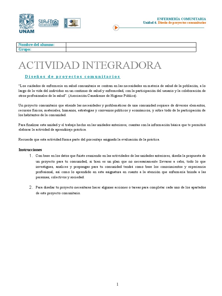 Actividad Integradora U6 | PDF | Enfermería | Comunidad