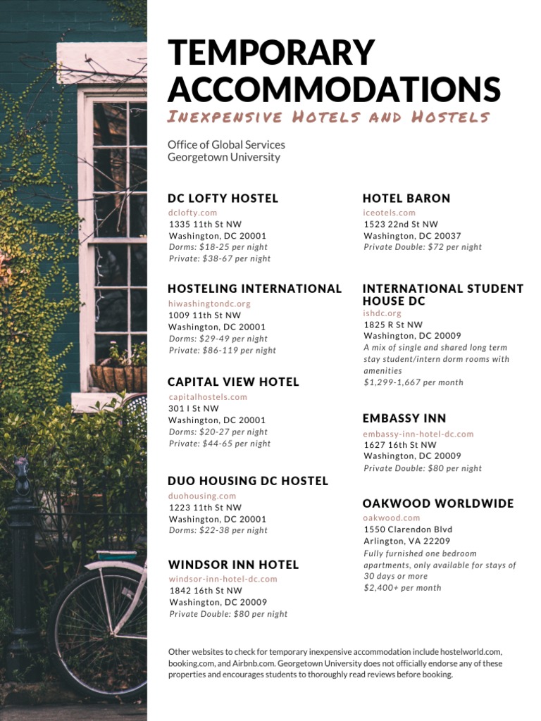 Temporary Accommodations | PDF
