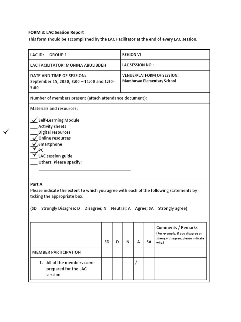 Form 3. LAC Session Report | PDF | Applied Psychology | Pedagogy