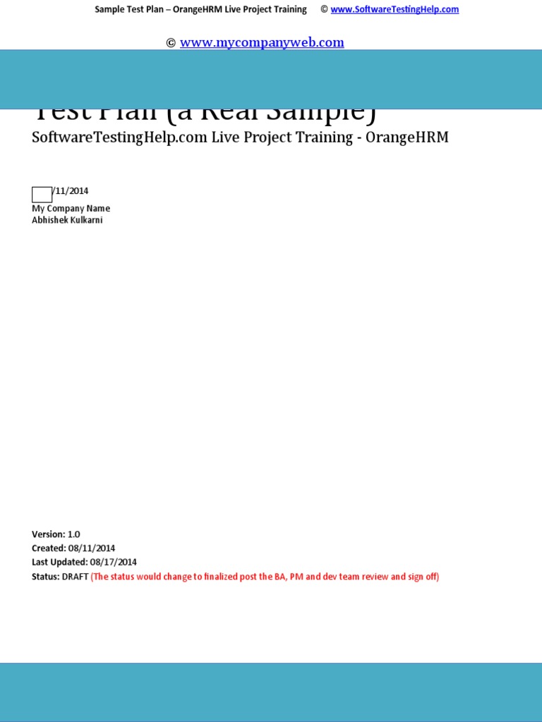 Live Project Test Plan Softwaretestinghelp Pdf Software Testing 7519