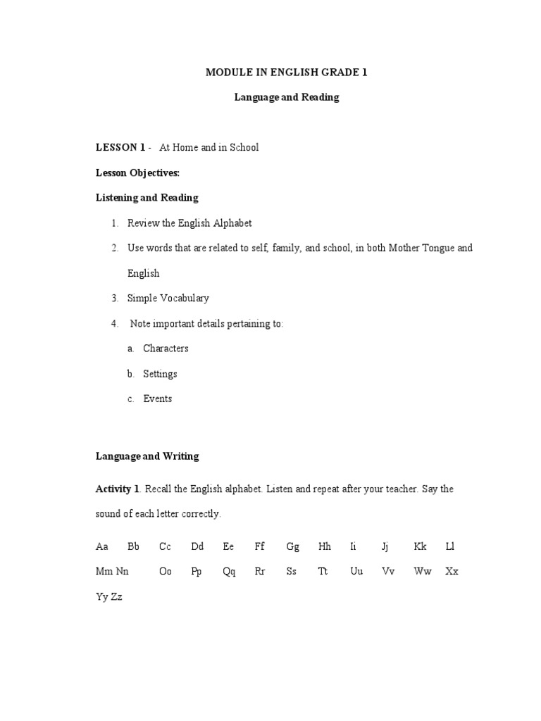 MODULE IN ENGLISH GRADE 1nstp | PDF | Human Communication | Semiotics