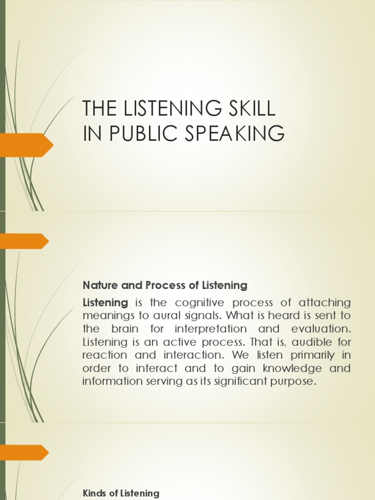 The Listening Skill in Public Speaking | PDF | Career & Growth
