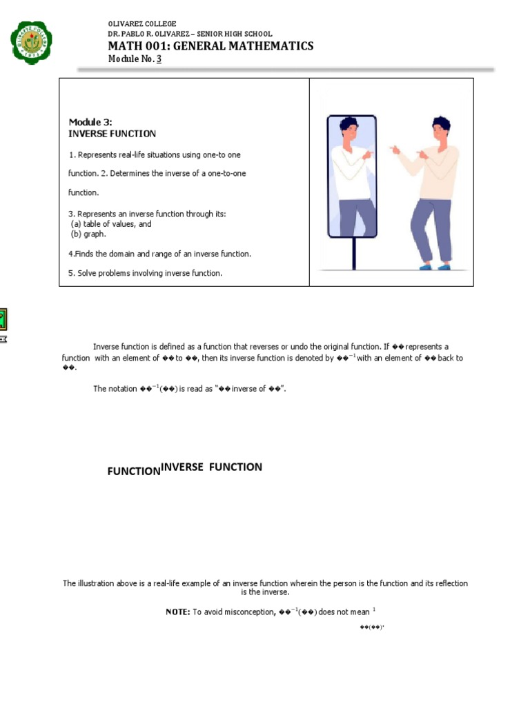 Module 4-Inverse Function | PDF | Function (Mathematics) | Mathematical Logic