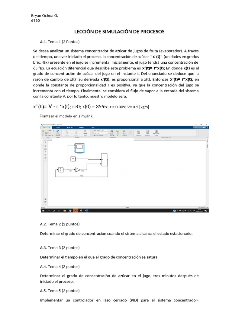 Lección de Simulación de Procesos | PDF