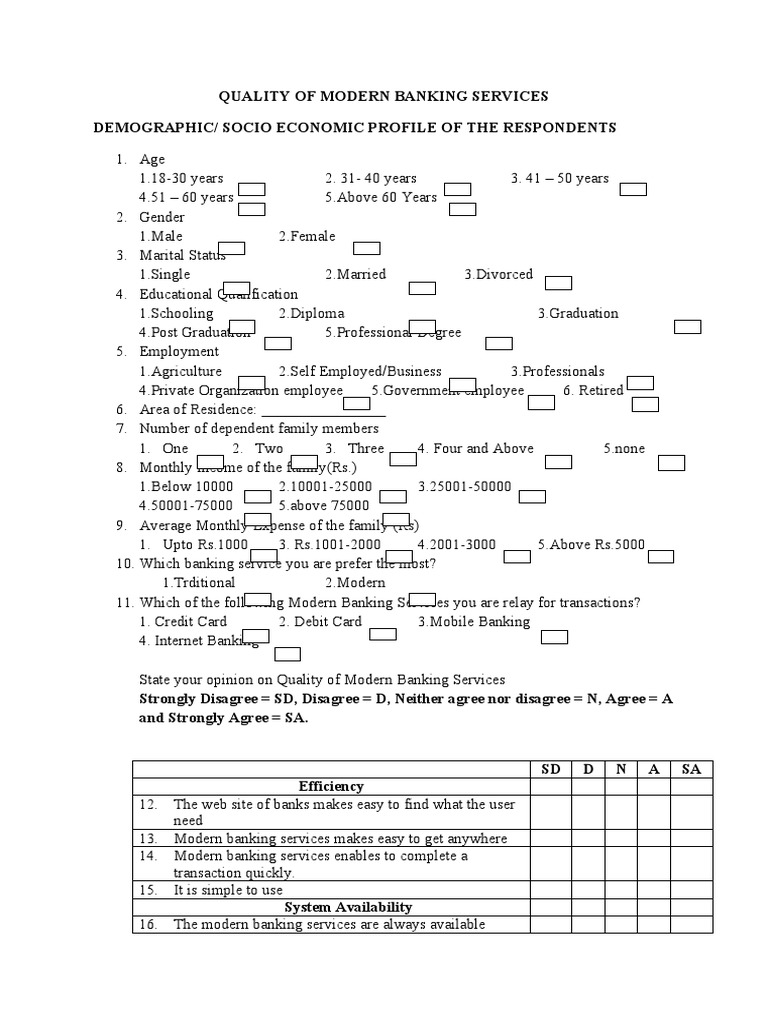 Modern Banking Questionnaire | PDF | Banks | Credit Card
