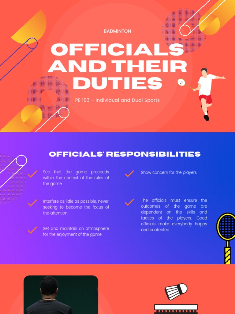 Roles and Duties of Badminton Officials | PDF | Referee | Social ...
