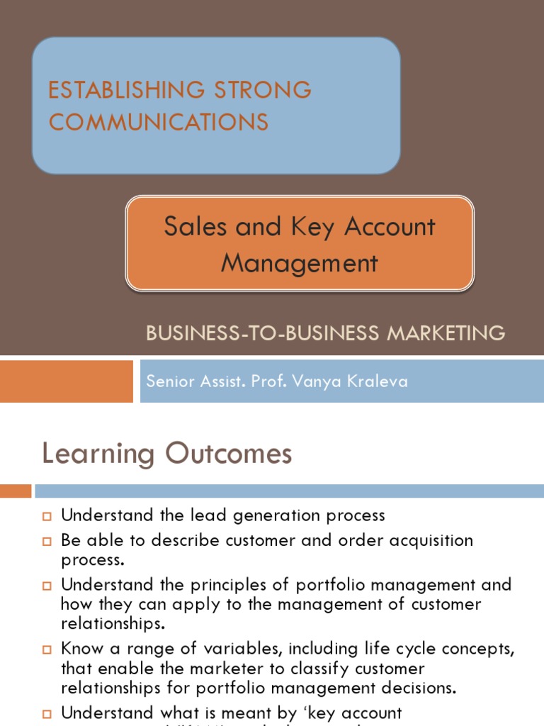 Lecture 10 - Sales and Key Account Management | Download Free PDF ...