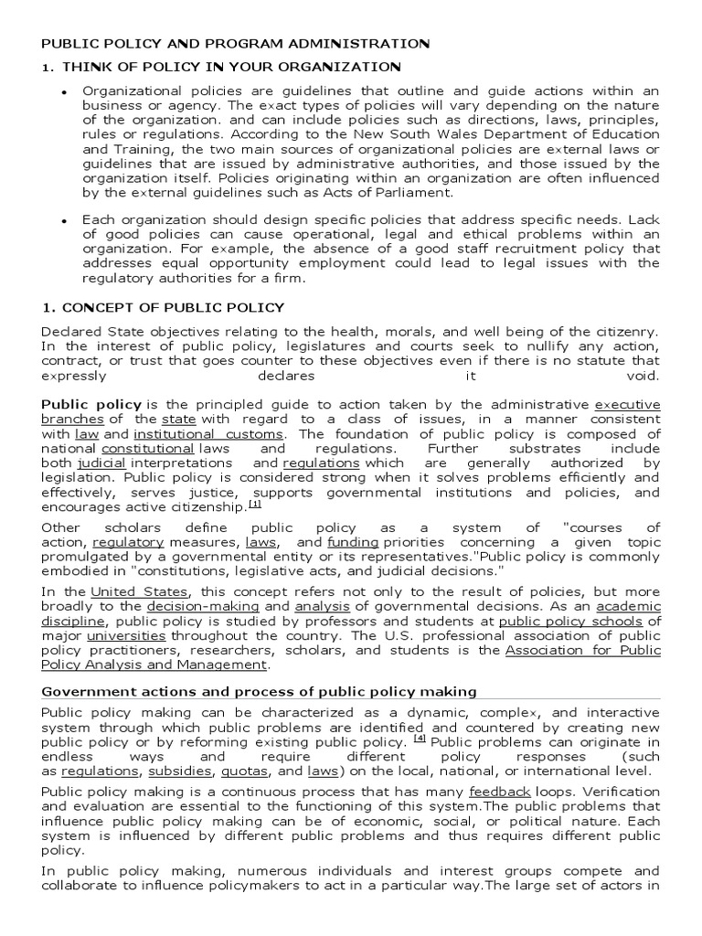 Public Policy and Progam Administration | PDF | Policy | Government
