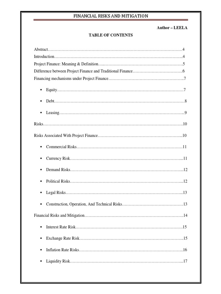 Project Finance Risks & Solutions | PDF | Liquidity Risk | Project Finance