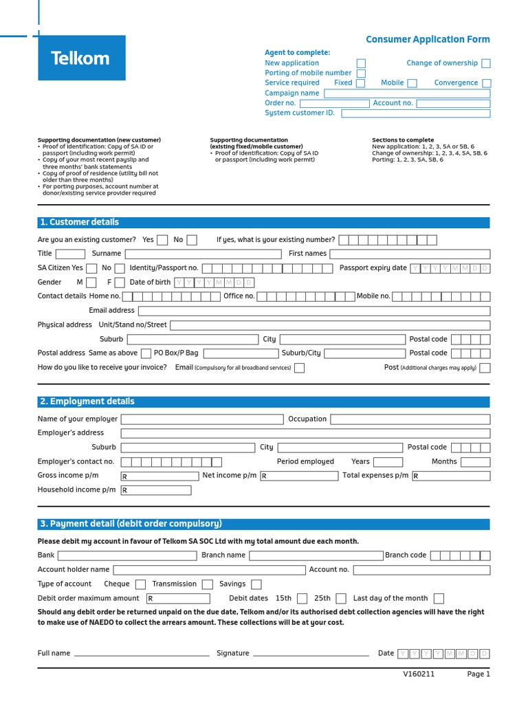 Consumer Application Form v3 | PDF | Identity Document | Service Industries