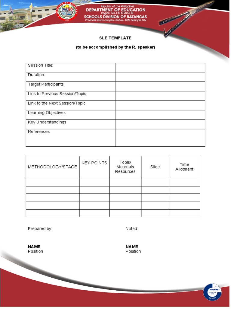 SLE Training Plan Template | PDF
