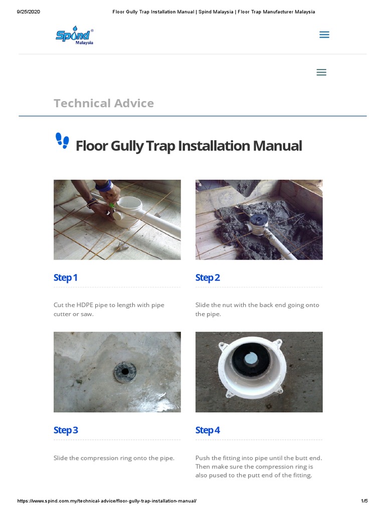 Floor Gully Trap Installation Manual - Spind Malaysia - Floor Trap ...