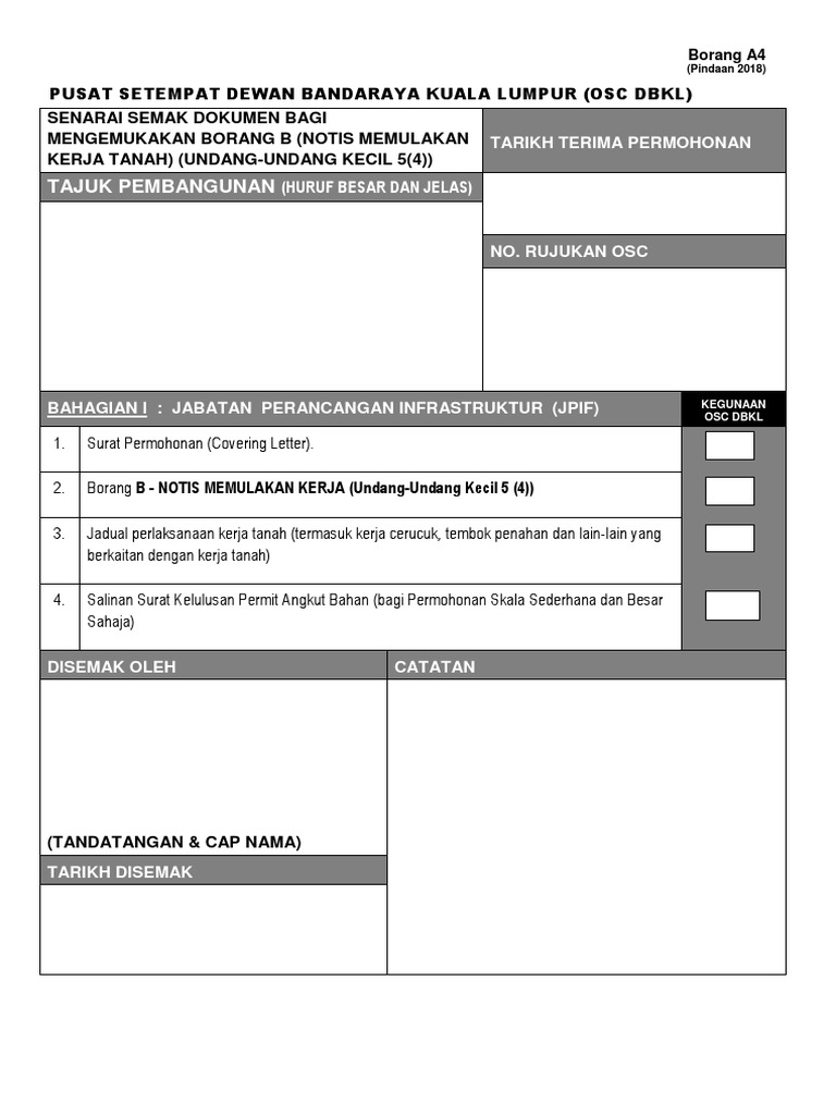 DBKL JPIF Borang-A4-Mengemukakan-Borang-B-15032018 | PDF