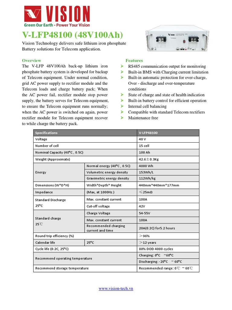 V-LFP48100 (48V100Ah) : Vision Technology Delivers Safe Lithium Iron ...