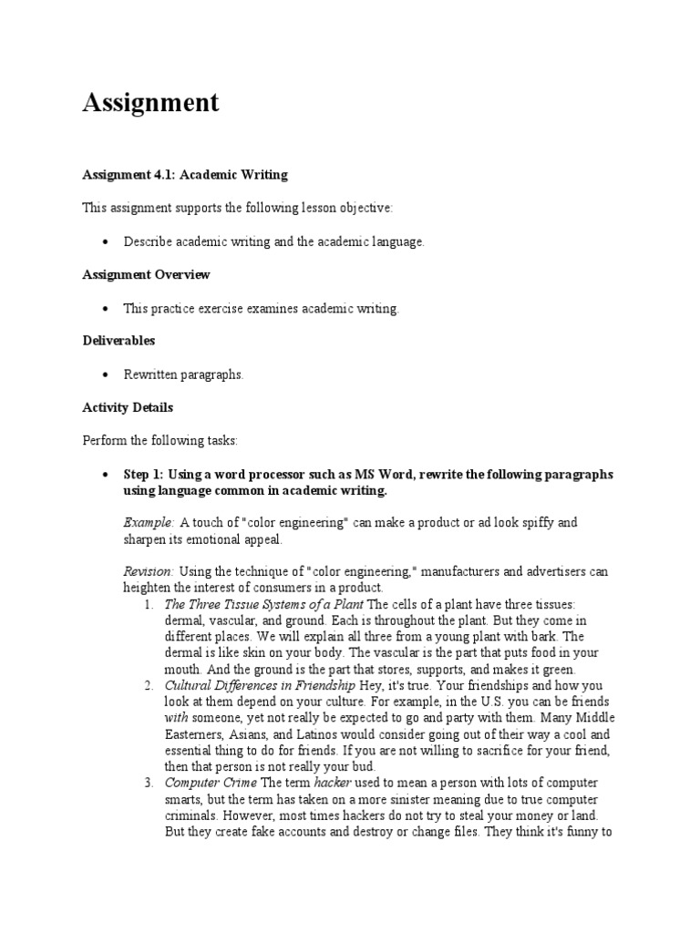 Assignment 4.1 - Academic Writing | PDF | Computing And Information ...