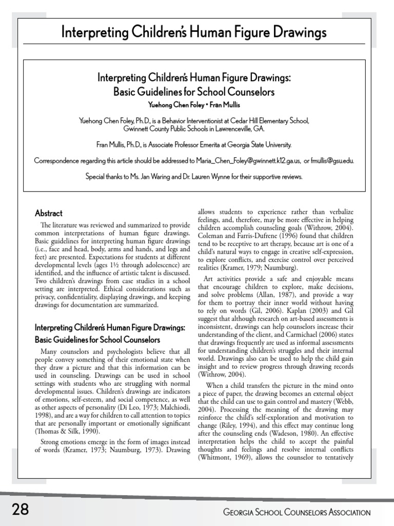 Interpreting Childrenõs Human Figure Drawings | PDF | School Counselor ...