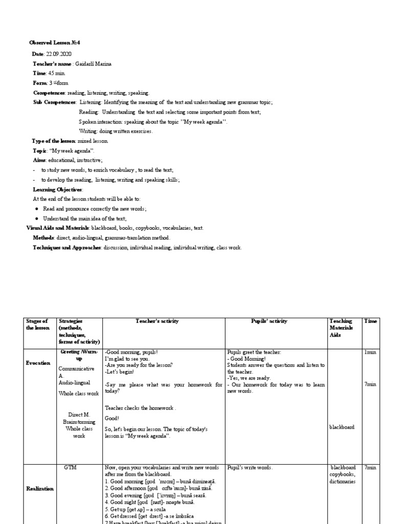 Lesson Plan 3 Class | Download Free PDF | Education Theory | Pedagogy