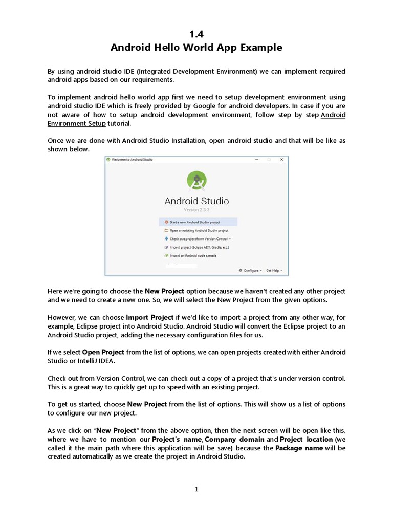 1.4. Android Hello World App Example | PDF | Android (Operating System ...