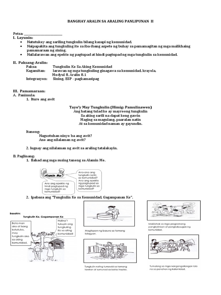 Banghay Aralin Sa Araling Panlipunan Ii | PDF