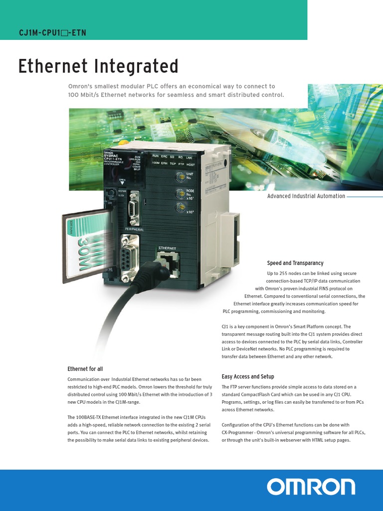 Omron CJ1M Ethernet Integrated PDF | PDF | Programmable Logic ...