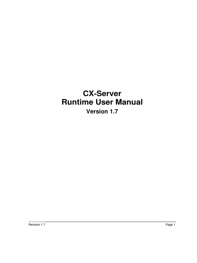 CX-Server Runtime 17 Manual PDF | PDF | Programmable Logic Controller | Computer Network