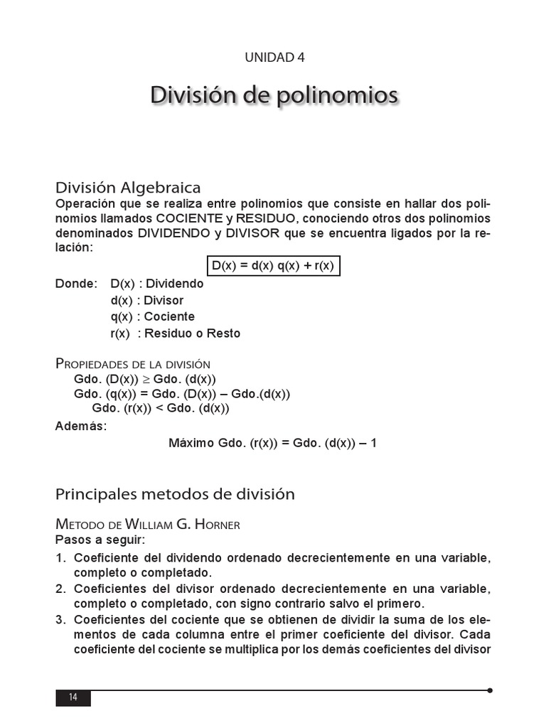 Division de Polinomios | PDF | División (Matemáticas) | Álgebra abstracta