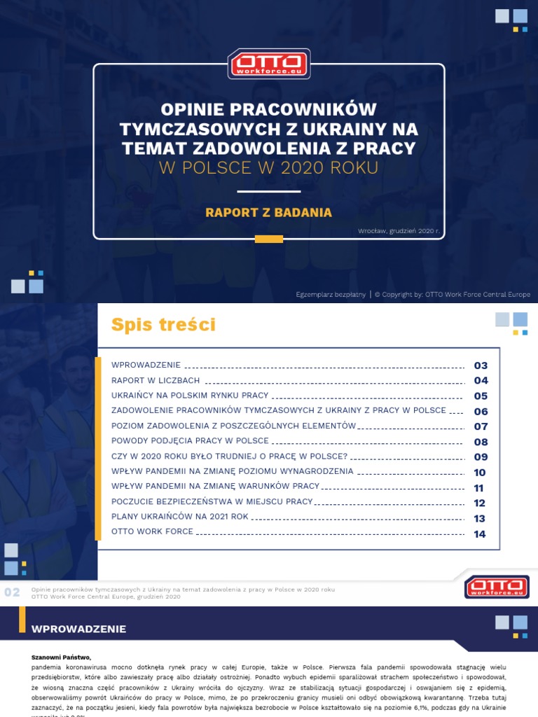 Raport OTTO Work Force - Opinie Pracowników Tymczasowych Z Ukrainy Na Temat Zadowolenia Z Pracy ...
