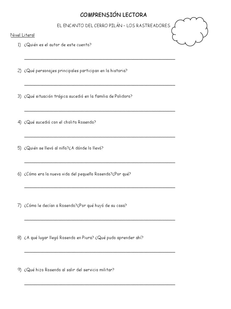 Comprensión Lectora El Canto Del Chilalo Parte 2 | PDF