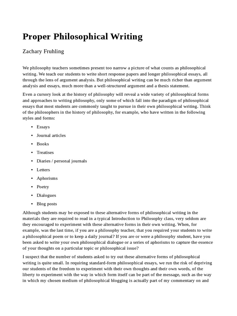 Proper Philosophical Writing | PDF | Essays | Epistemology