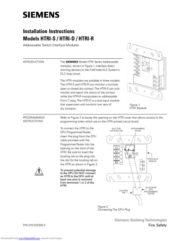 Installation Instructions Models Htri-S / Htri-D / Htri-R: Addressable ...